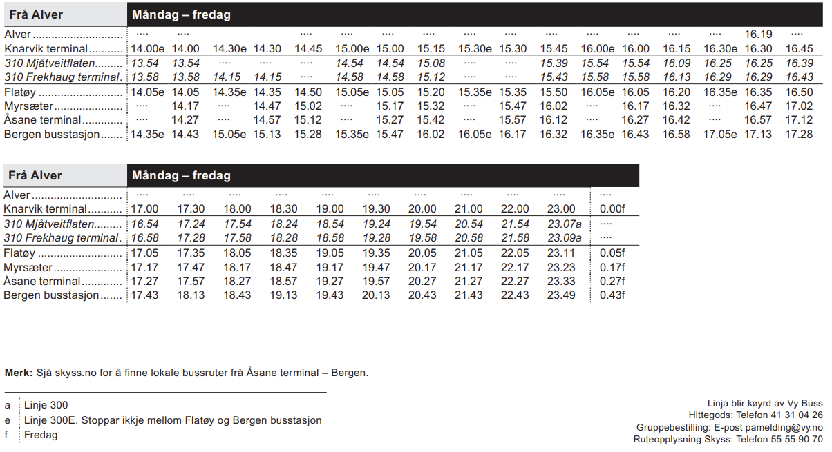Buss Alver - Knarvik - Frekhaug - Åsane - Bergen Linje 300/300E/310 ...