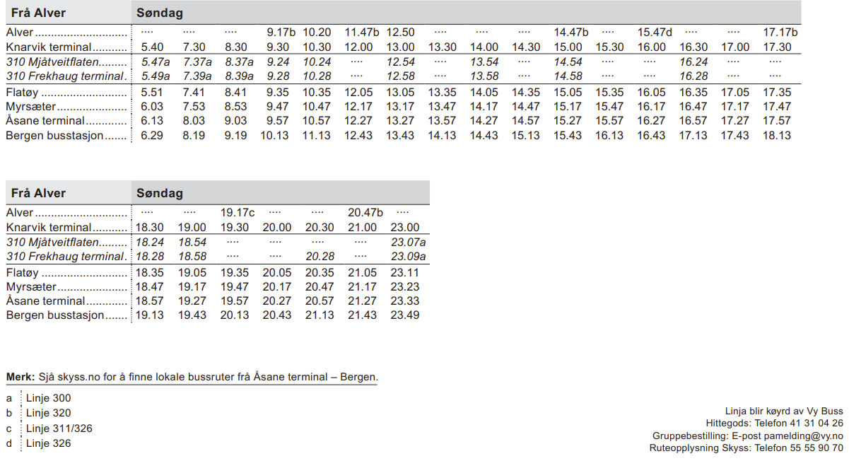 Buss Alver - Knarvik - Frekhaug - Åsane - Bergen Linje 300/300E/310 ...