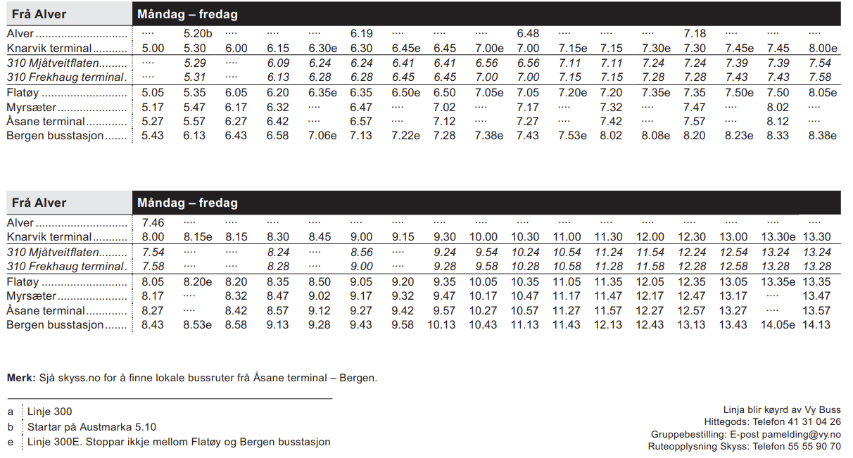 Buss Alver - Knarvik - Frekhaug - Åsane - Bergen Linje 300/300E/310 ...