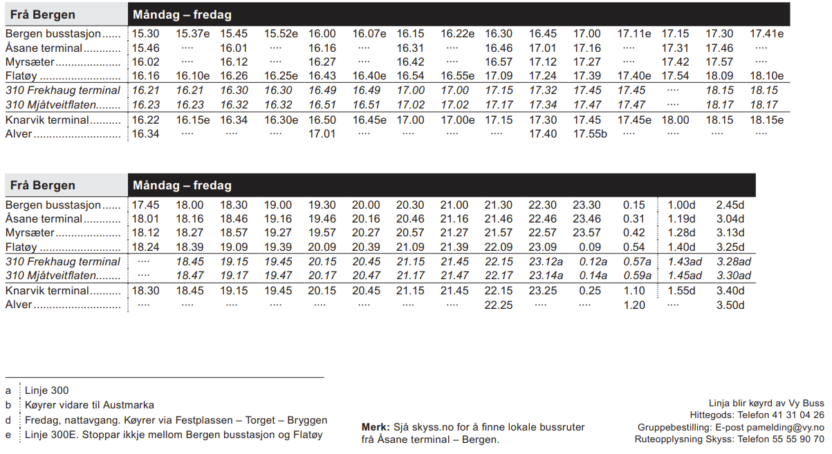 Buss Alver - Knarvik - Frekhaug - Åsane - Bergen Linje 300/300E/310 ...