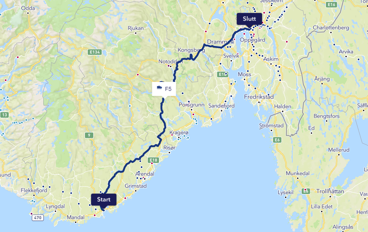 Tog Kristiansand - Oslo Linje F5: Timer og priser | All informasjon